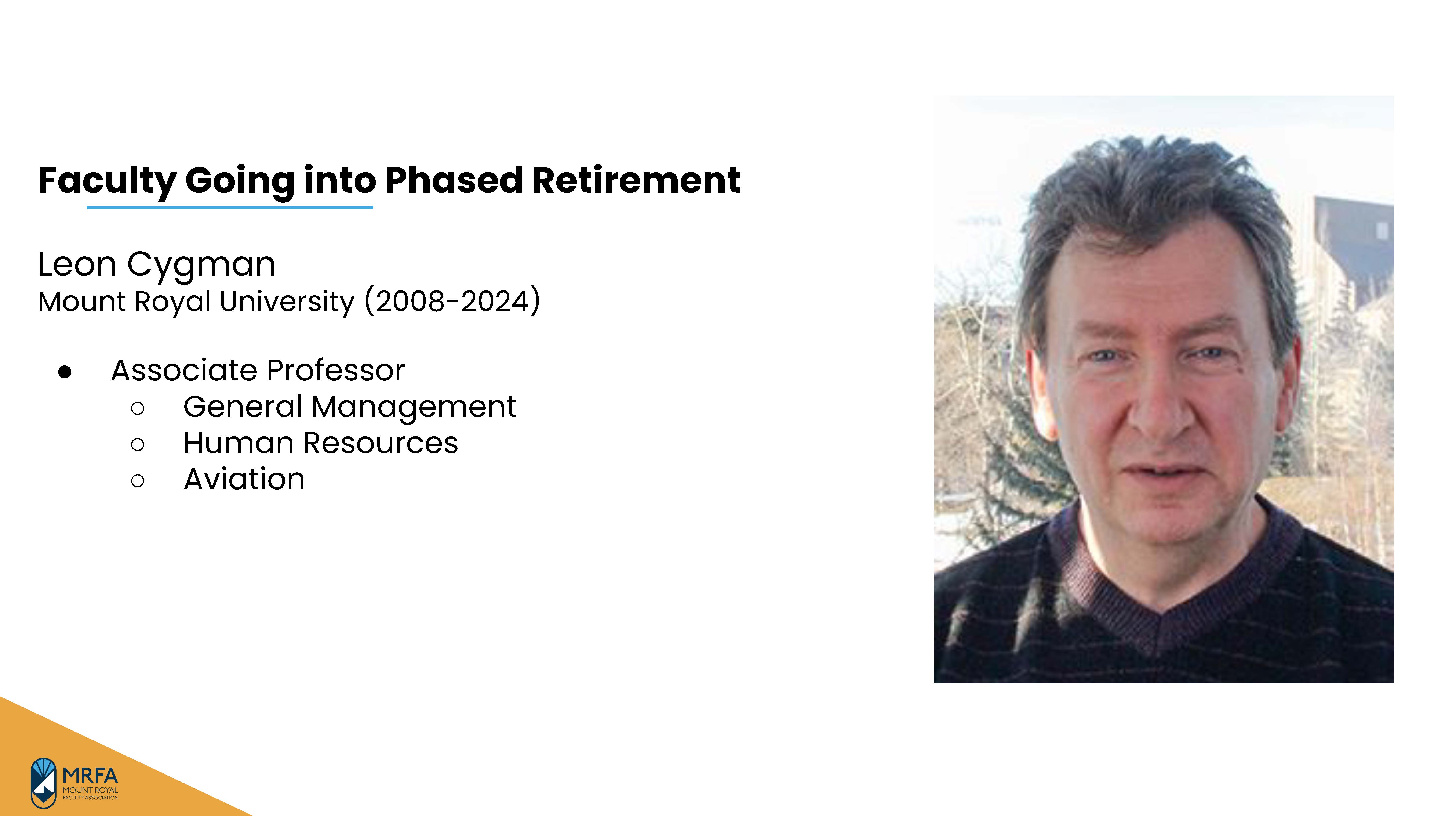 MRFA Retirees – 2024 – Mount Royal Faculty Association