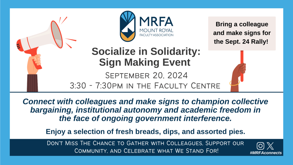 Socialize in Solidarity: Sign Making Event – Mount Royal Faculty ...